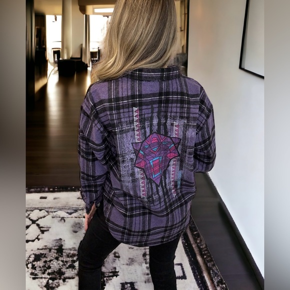 Marvel | Tops | New Marvel Black Panther Wakanda Forever Purple Plaid ...